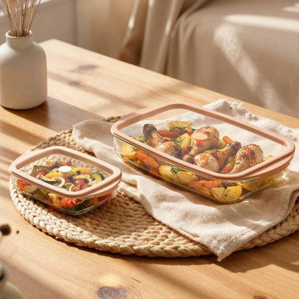 Quality Customized Oven Safe Glass Baking Dish with Vented Glass Lid in 800ml-3600ml Capacity for sale