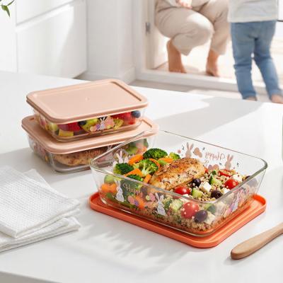 China IKOO Freezer Safe Custom Glass Food Container with Christmas Design and Customizable Options for sale