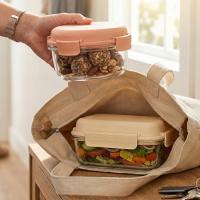 Quality IKOO Leak-Proof Microwave Safe Stackable Glass Lunch Box with Ice Pack and for sale