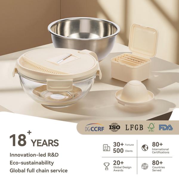 Quality IKOO Multifunction Borosilicate Glass Salad Bowl for sale