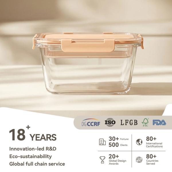 Quality IKOO Double Layer Glass Food Container with Divider for sale