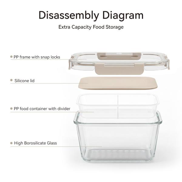 Quality IKOO Double Layer Glass Food Container with Divider for sale