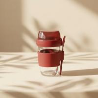 Quality IKOO 320ml 480ml Borosilicate Glass Coffee Cup Leakproof Dishwasher Safe for sale