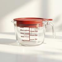 Quality IKOO 3 pcs glass measuring cups set with lids set 1-Cup, 2-cup, 4-cup measuring for sale