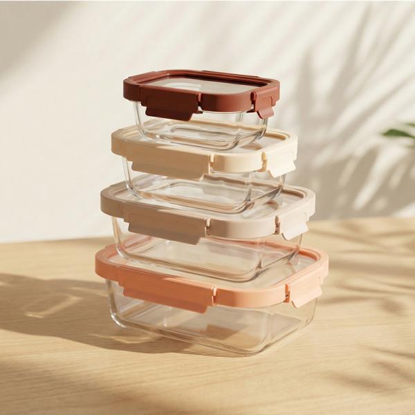 Quality IKOO Large Capacity Airtight Glass Food Storage Container with BPA Free High Borosilicate Glass Lid for sale