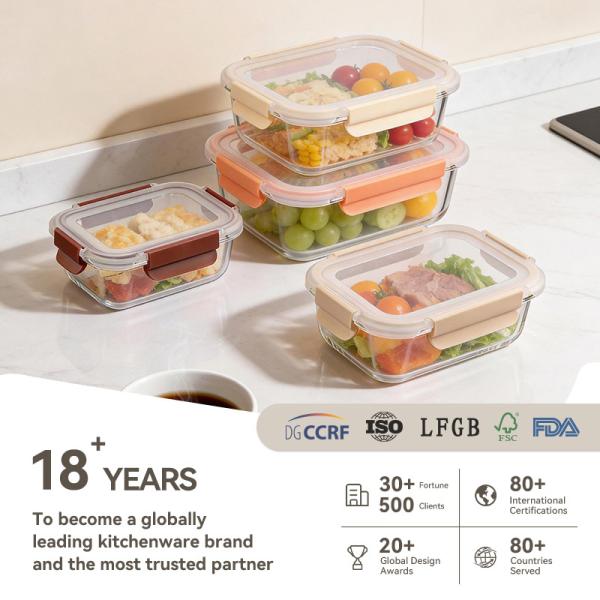 Quality IKOO OEM/ODM Glass Meal Prep Containers with Snap Locking Lids for sale