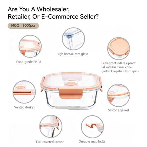 Quality IKOO OEM/ODM Glass Meal Prep Containers with Snap Locking Lids for sale