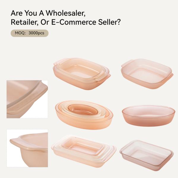 Quality IKOO Private Label Translucent Colored Borosilicate Glass Baking Pan for sale