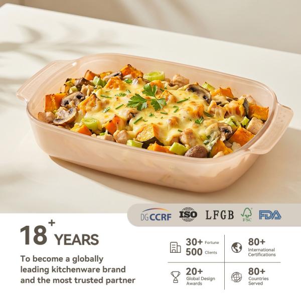 Quality IKOO Private Label Translucent Colored Borosilicate Glass Baking Pan for sale