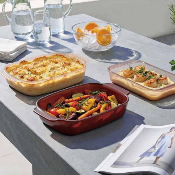 Quality IKOO Private Label Translucent Colored Borosilicate Glass Baking Pan for sale