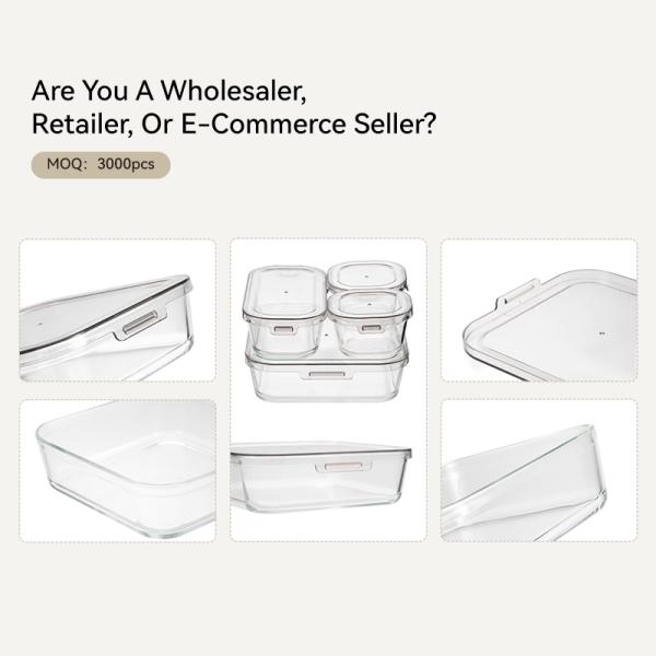 Quality Oven Safe Stackable High Borosilicate Glass Food Storage Containers for Premium for sale