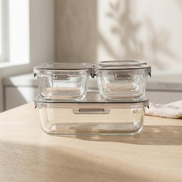 Quality Oven Safe Stackable High Borosilicate Glass Food Storage Containers for Premium for sale
