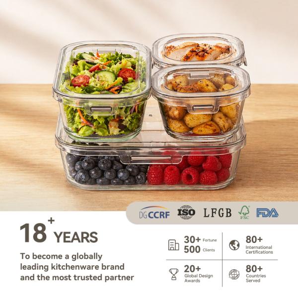 Quality Oven Safe Stackable High Borosilicate Glass Food Storage Containers for Premium for sale