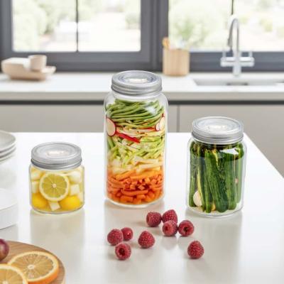 China IKOO Supplier Wide Mouth Vacuum Glass Mason Jars with Lids for sale