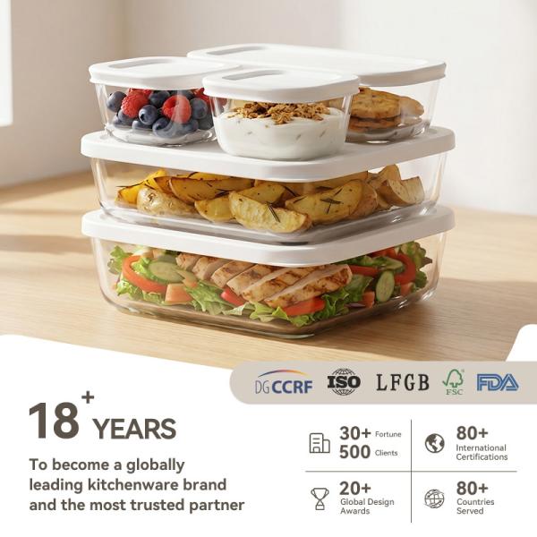 Quality OEM/ODM Stackable Borosilicate Glass Containers with minimalist design for DTC for sale