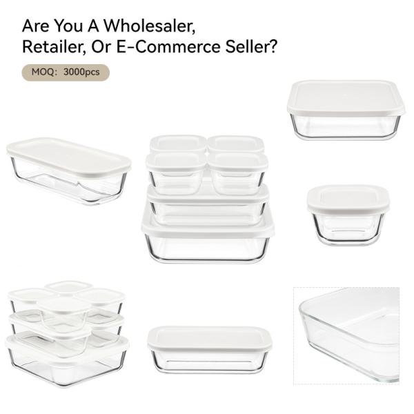 Quality OEM/ODM Stackable Borosilicate Glass Containers with minimalist design for DTC for sale