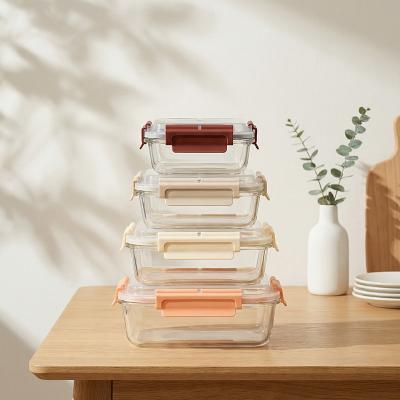 China IKOO Wholesale Borosilicate Glass Food Container 1050ml with Snap Lock Lid for sale