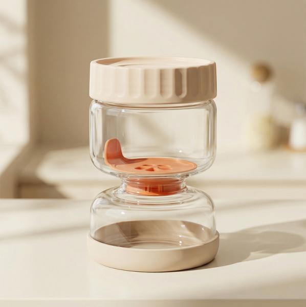Quality FDA Tested Non-Porous Borosilicate Glass Pickle Jar with Strainer Flip Stain & Odor Resistant for sale