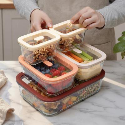 China Vertical-Striped Glass Lid Food Storage Container for sale