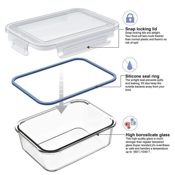 Quality Leak-Proof Borosilicate Glass Food Storage Containers for E-commerce & DTC for sale