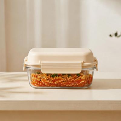China Stackable Glass Lunch Box with 950ml and 1050ml Capacity Microwave Safe and Leak-Proof Bento Box for sale