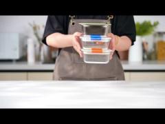 One-handed Easy-slide Unlock Glass Food Container