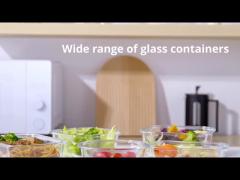 4-Lock Custom Glass Food Container with Back to School Design and Oven Safe High Borosilicate Glass