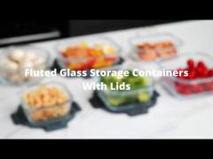 Ribbed glass food container set