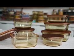 glass food container with acacia wood lid