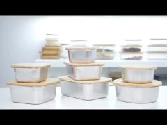 IKOO Reusable Meal Prep Boxes Stainless Steel Food Container with Bamboo Lid 