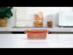 BPA-free Stackable Airtight Glass Food Container with Removable Colander