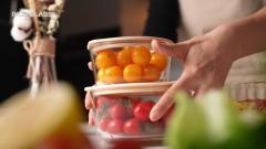 straight edge glass food storage container with glass lid