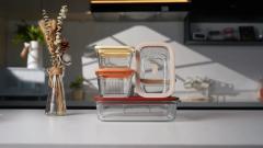 glass food container with glass vented lid