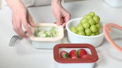 Opal white glass food container with glass lid