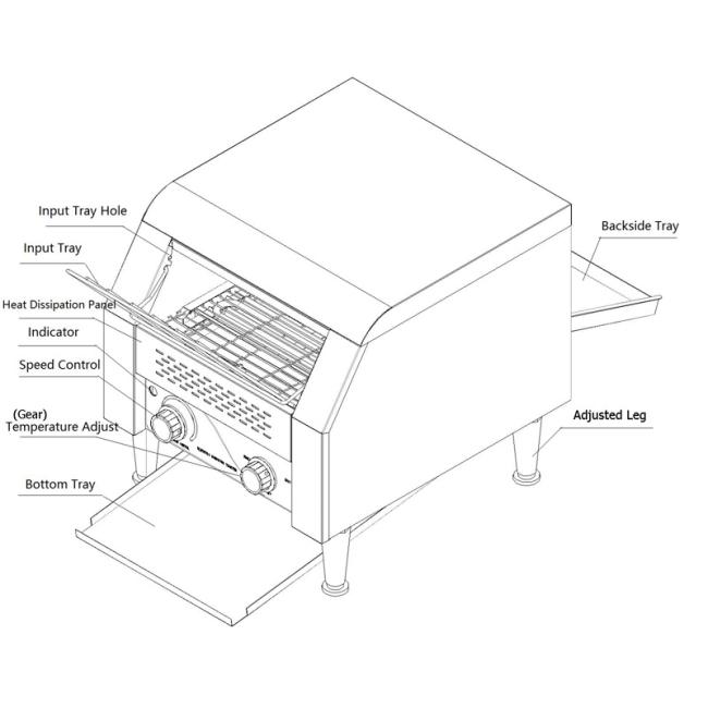 Electric Conveyor Bread Slice Toaster for Bakery