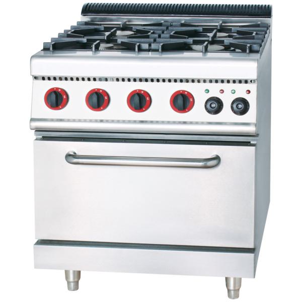 Quality Stainless Steel Commercial 4 Burner Gas Stove For Restaurant With Gas Oven for sale