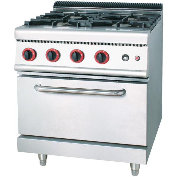 Quality Stainless Steel Commercial 4 Burner Gas Stove For Restaurant With Gas Oven for sale