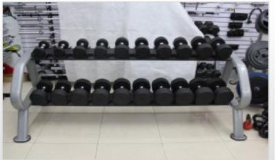 China rubber coated dumbbell set with rack, rubber coated dumbbell set with storage rack for sale