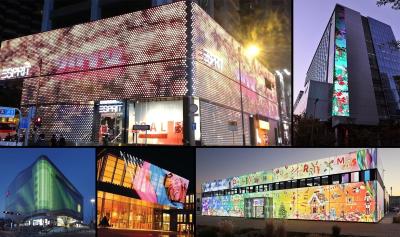 Cina 1R1G1B installazione fissa all'aperto della trasparenza dell'esposizione 80% della tenda del pixel LED in vendita