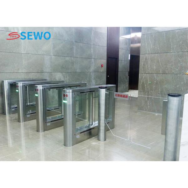 Quality Silver Speedgate Turnstile , Glass Swing Gate For Supermarket Entrance for sale