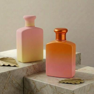 China Anding Supplier High End Custom Printed Private Label 50 ml 100 ml Crimp Square Refillable Spray Glass Empty Perfume Bottle for sale