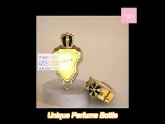 100ml glass perfume bottles unique crown cap shield shape spray crimp neck empty