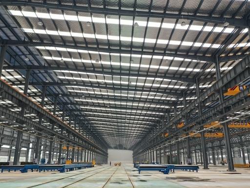 Steel structure workshop interior showing clean industrial space