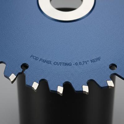 China PCD Circular Saw Blades with High Frequency Welding and Paintcoating Surface for Panel Cutting with 0.071 Inches Kerf for sale