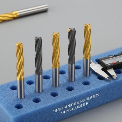 China Titanium Nitride Coated Straight Router Bits with 1/4 Inch Cutting Diameter for CNC Milling Equipment for sale