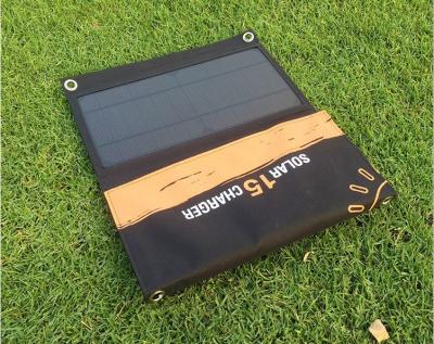 China Dual USB Solar Charger 15W Foldable Solar Panel Phone Charger,Portable Solar Power Charger for Camping & Outdoors for sale