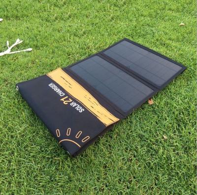 China Solar Charger Foldable 21W Solar Panel with 2USB Ports Waterproof Camping Travel for iPhone Xs XR X 8 7 Plus, iPad for sale