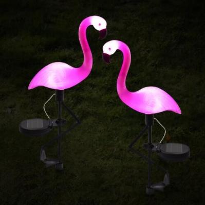 China Pink Flamingo Lawn Lamp Garden Decor Solar Powered Outdoor Garden Stake Lights for sale