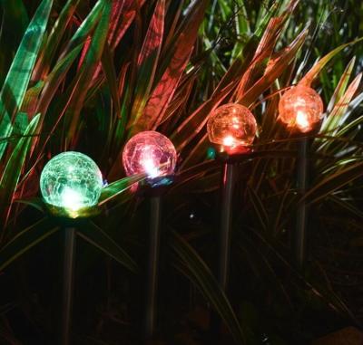 China Colorful Crackle Glass Solar Lights,Decorative Solar Powered Bollard Garden Lights for sale