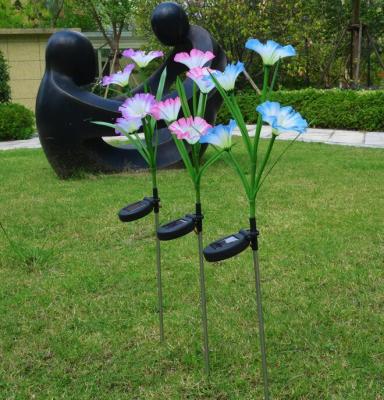 China Outdoor Solar Powered 4LED Multi Color Changing Morning Glory Lights Pink Blue Purple for sale